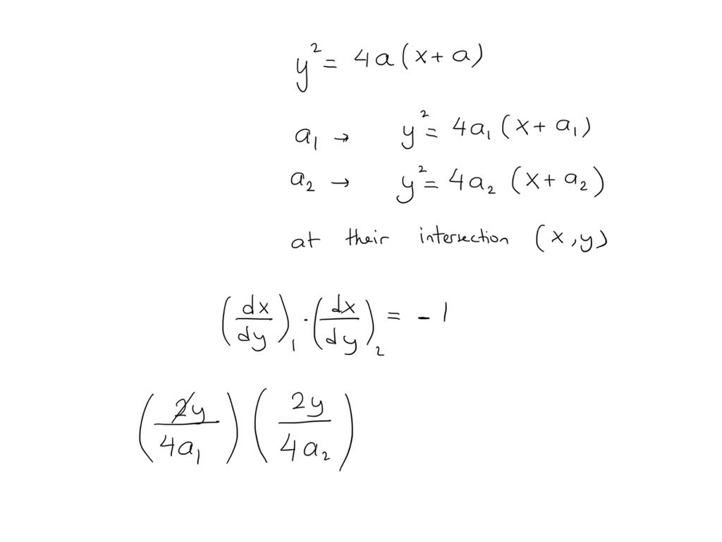 SOLVED: Text: Show that the family of parabolas y^2 = 4a(x + a), where ...