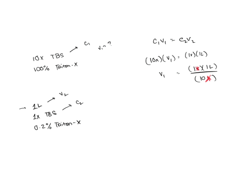 To make 1l of a 1x tbs buffer with 02 triton x how much of...