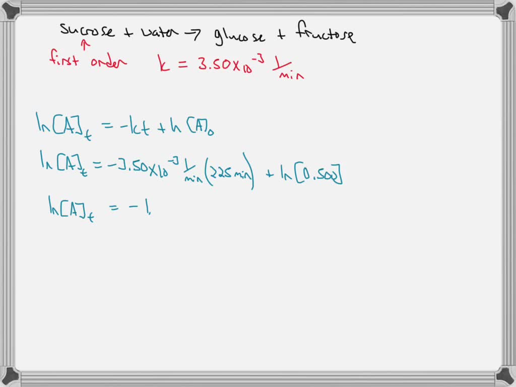 SOLVED: The hydrolysis of table sugar (sucrose) occurs by the following ...