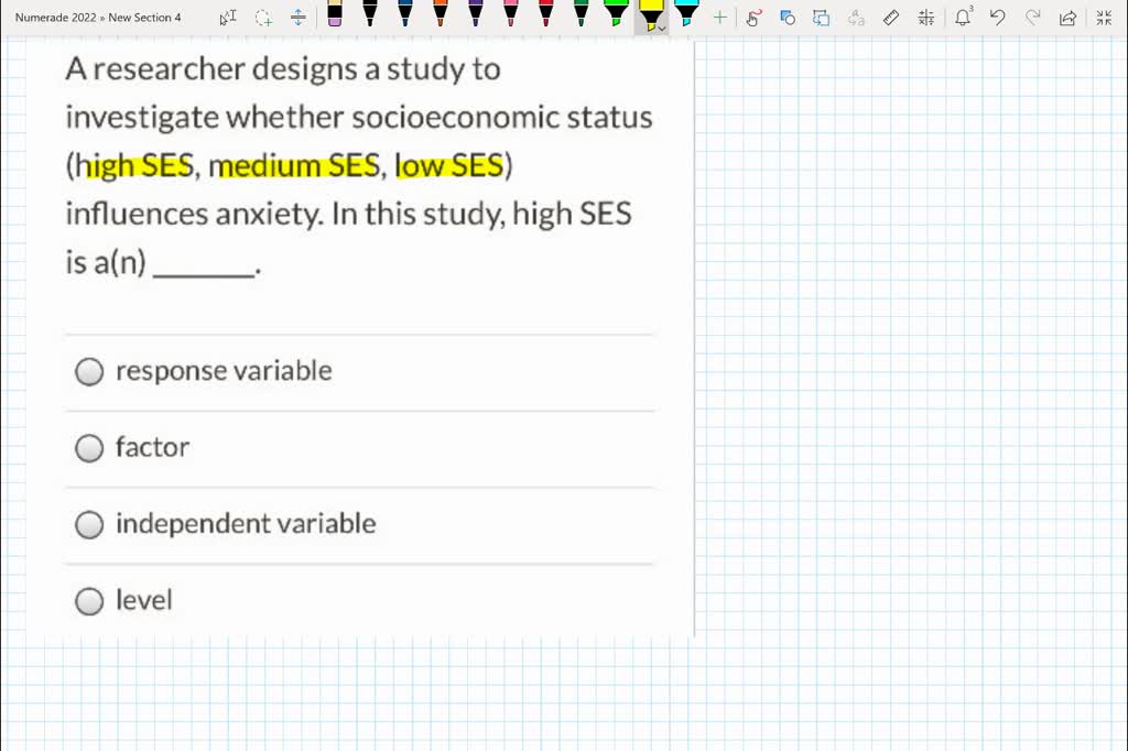 SOLVED: researcher designs a study to investigate whether socioeconomic ...