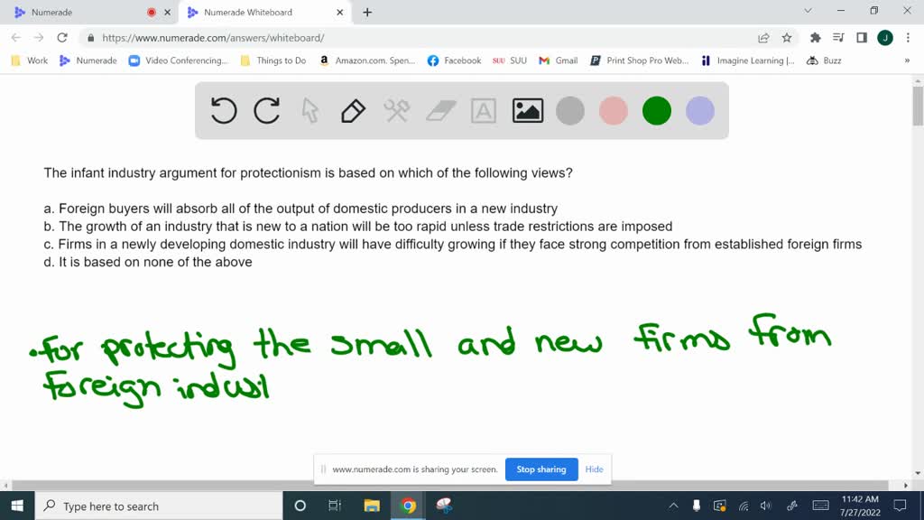 SOLVED: The infant industry argument for trade protectionism holds that ...