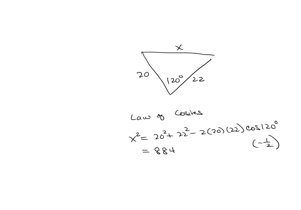 Two sides of a triangular field measure 20 meters and 22 meters, and an ...