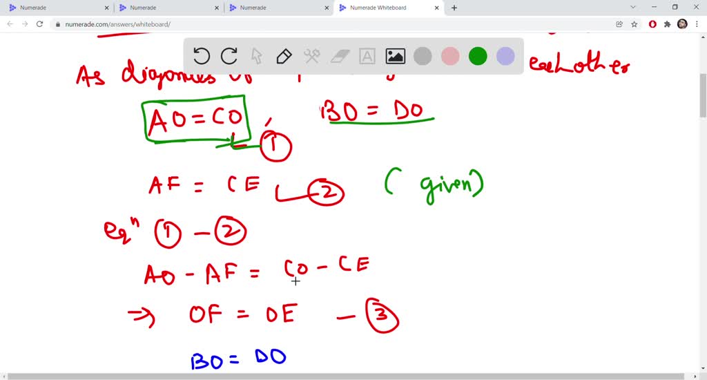 SOLVED: Given: AC is a diagonal in parallelogram ABCD AF = CE Prove: BEDF is a parallelogram