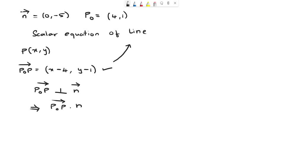 SOLVED: Write the scalar equation of the line with normal vector n =[0 ...