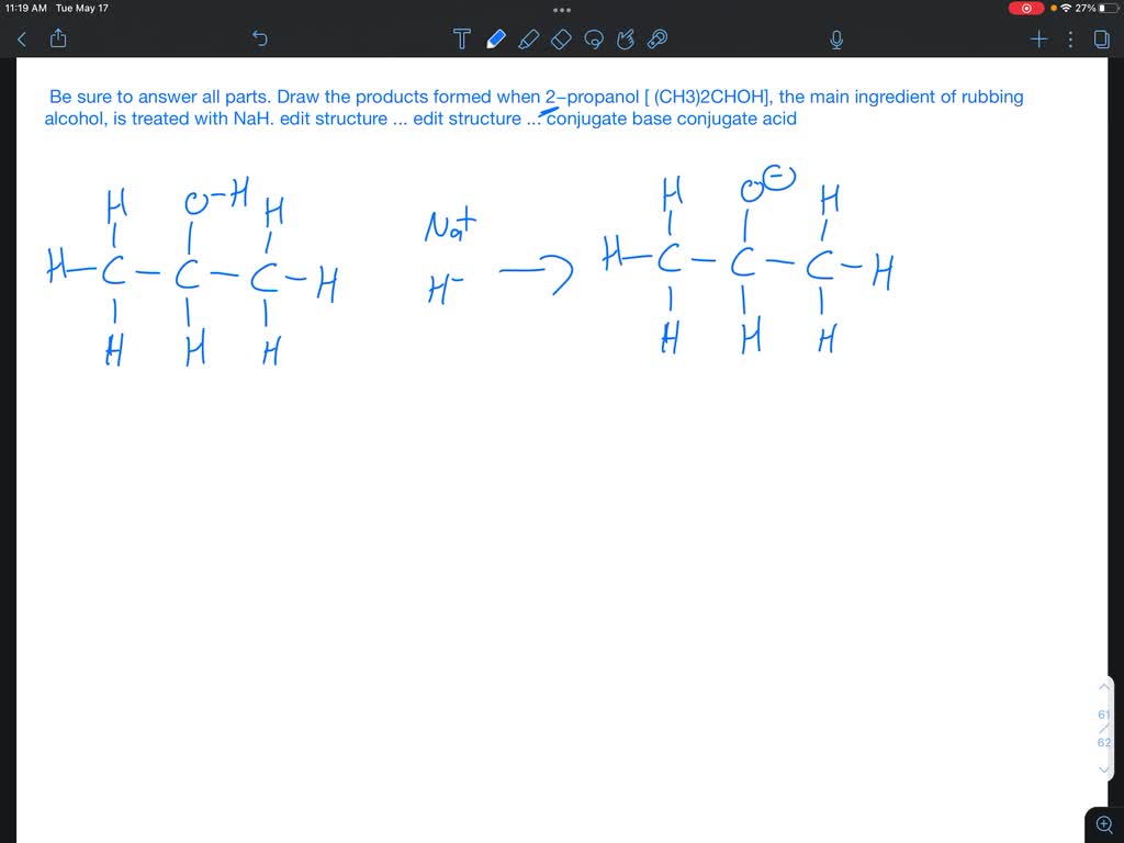 SOLVED: Be sure to answer all parts. Draw the products formed when 2-propanol [(CH3)2CHOH], the ...