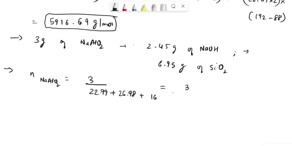 SOLVED: The general formula for sodium zeolite X is Na(AlO2)(SiO2)192-n. Assuming that n for ...