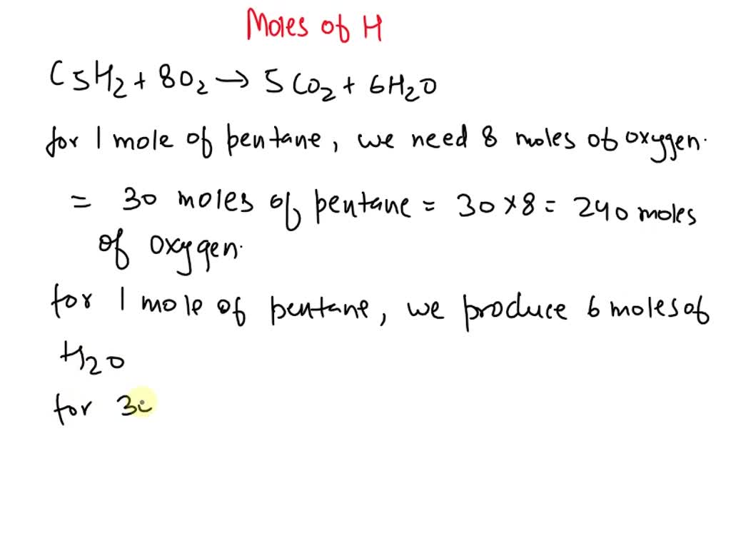 SOLVED: For the combustion reaction of pentane, how many miles of ...