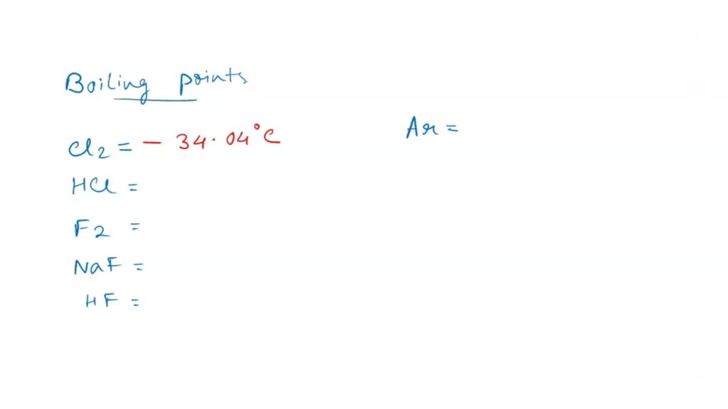 SOLVED: 1. Consider the compounds Cl2, HCl, F2, NaF, and HF. Which ...