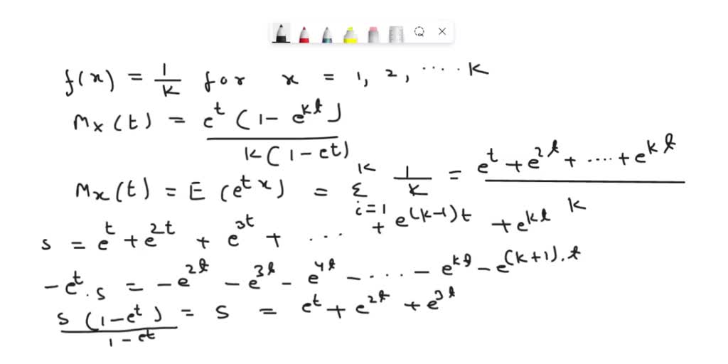 Solved 2 If X Has The Discrete Uniform Distribution F X For X 12 K Show That Its Moment
