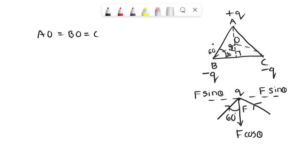 SOLVED: Three charges -q,+q,-q are placed at the corners of the equilateral triangle of sides 'a ...