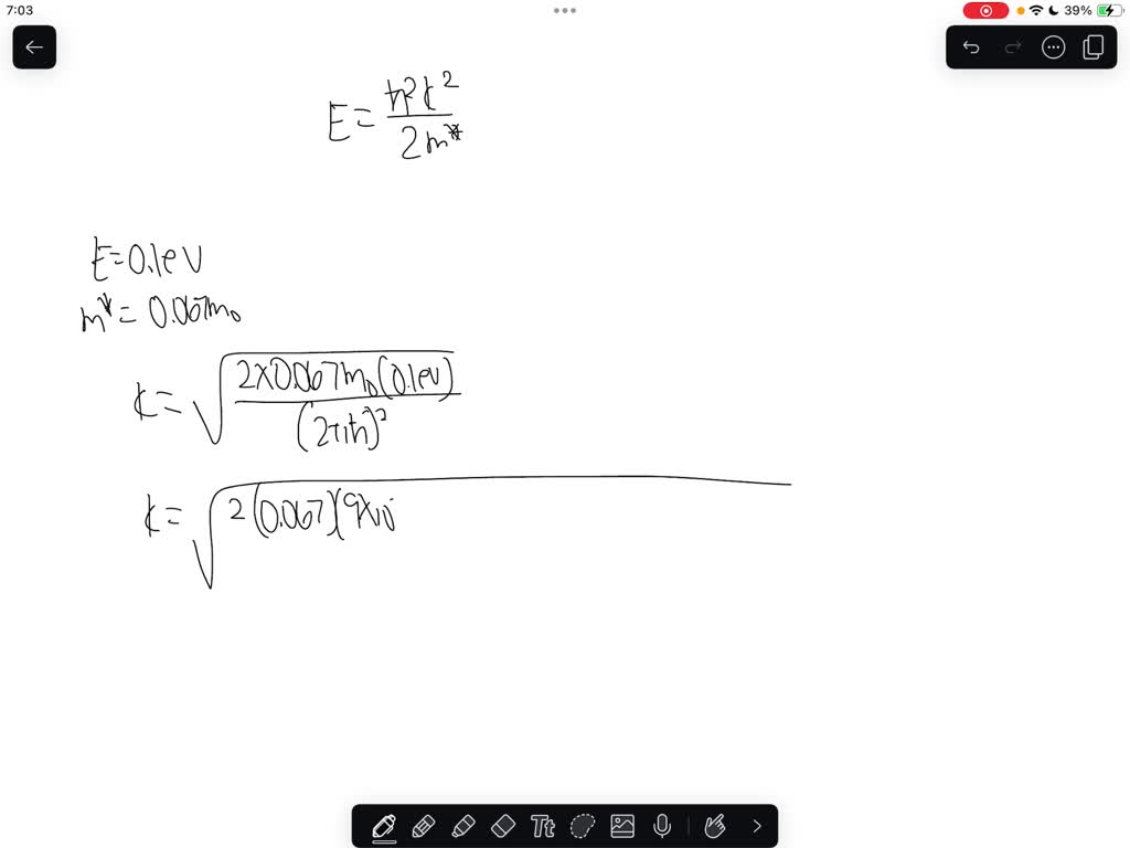 SOLVED: culate the k-value(angularwavenumber) for an electron in the ...