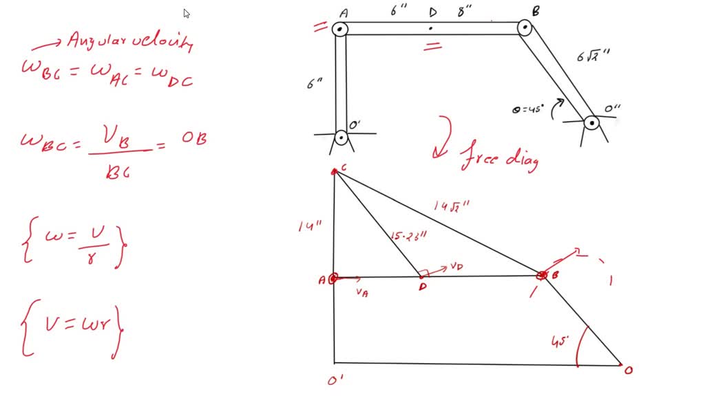 SOLVED: 5. (20) For the mechanism shown; the angular velocity of link AB is QAB 2 rad s ...