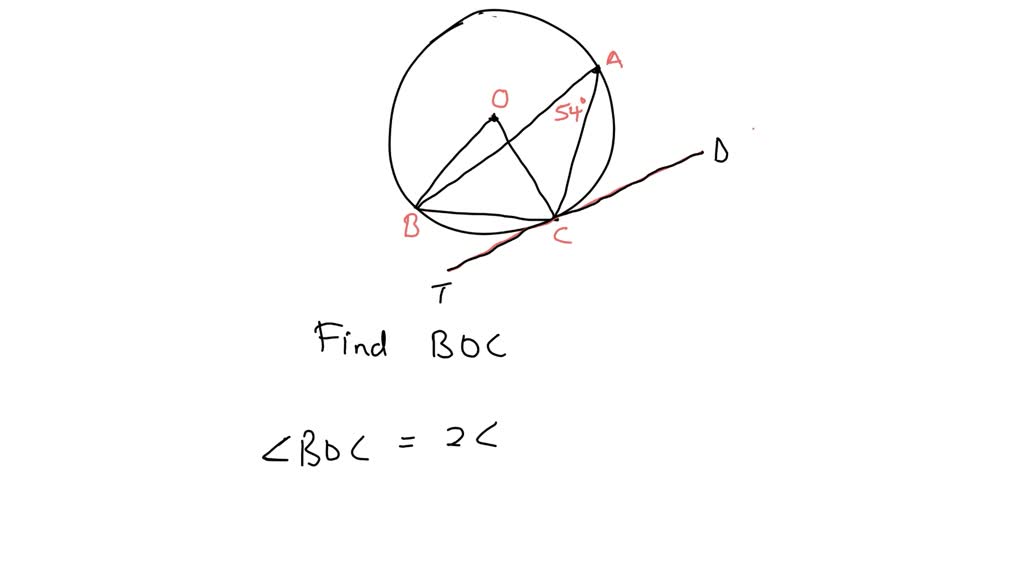 SOLVED: NOTTO SCALE 16. A, B and C are points on a circle; centre 0. TCD is a tangent to the ...
