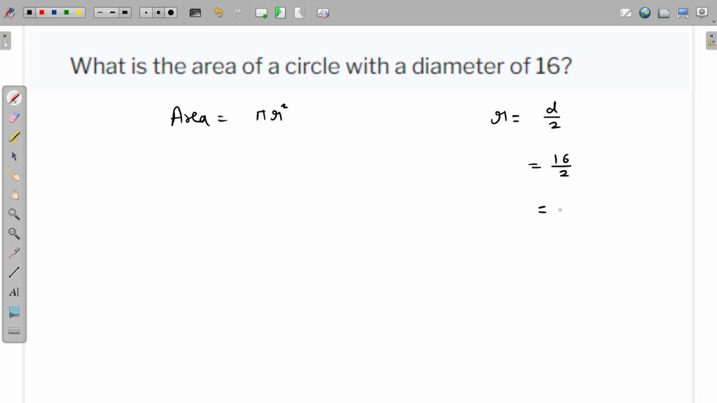 SOLVED: A circular pool has a diameter of 16 meters. What is the area ...