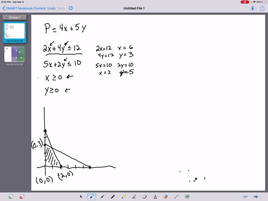 Use the graphical method for linear programming to find the optimal ...