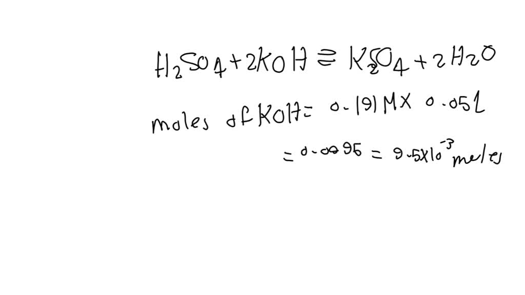 SOLVED: How many mL of a 0.241M H2SO4 solution will be needed to neutralize 50.0 mL of 0.191M ...