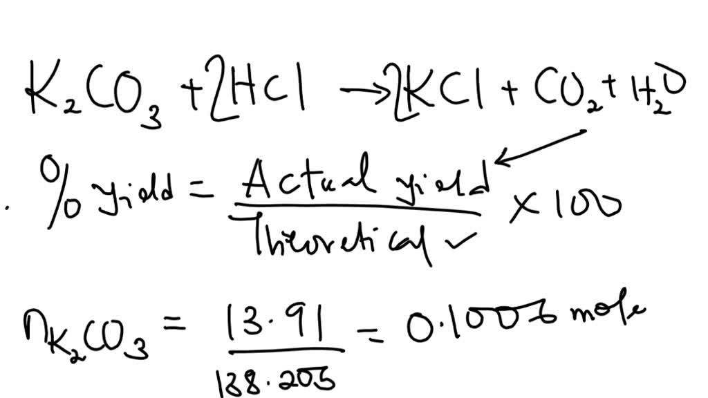 SOLVED: During a reaction between potassium carbonate and hydrochloric ...