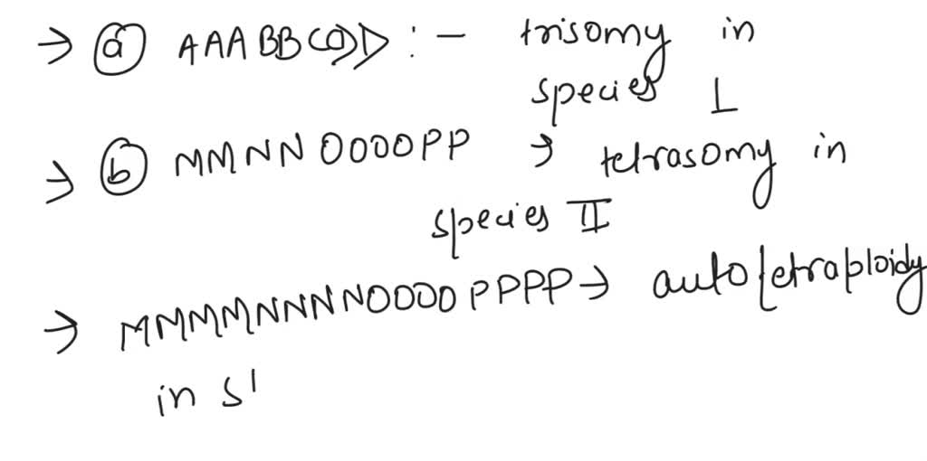 SOLVED: Species I is diploid (2n = 8) with chromosomes AABBCCDD ...
