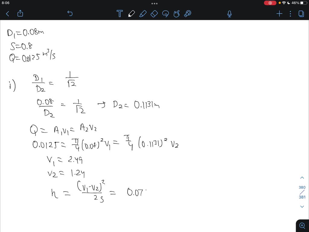 SOLVED: Fluid mechanics 1 1. (a) For sudden expansion in pipe flow what ...