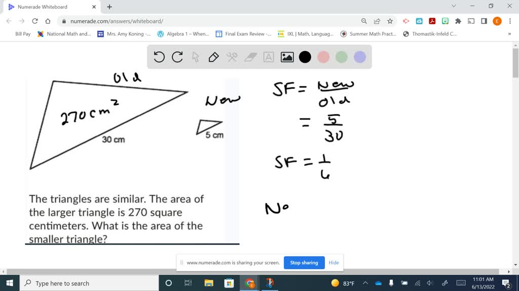 SOLVED: The perimeters of two triangles are 15cm and 25 cm. The area of ...