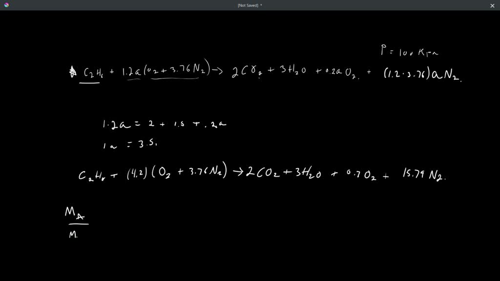 SOLVED: Ethane (C2H6) is burned with 20 percent excess air during a ...