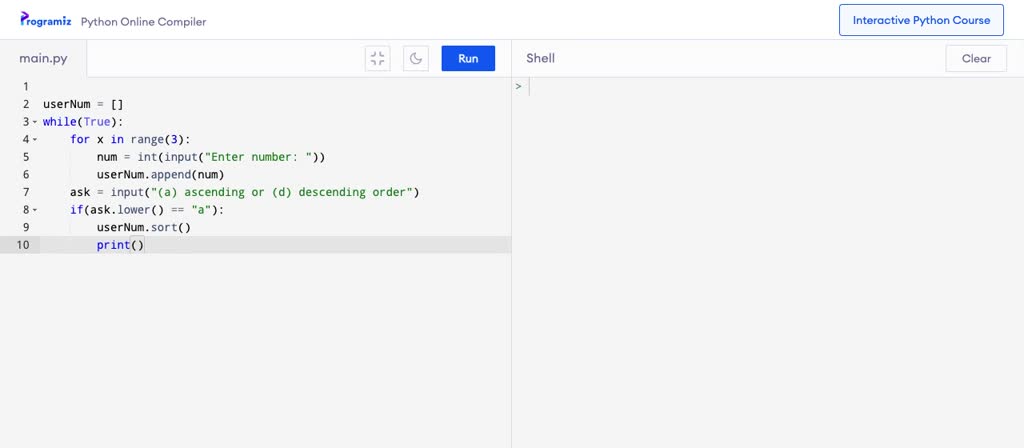 Solved Write A Program That Asks The User For Three Numbers And Prints 5637