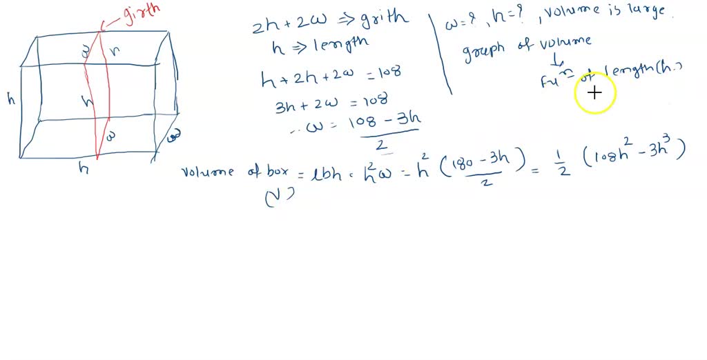 SOLVED: The US Postal Service will accept a box for domestic shipment only if the sum of its ...