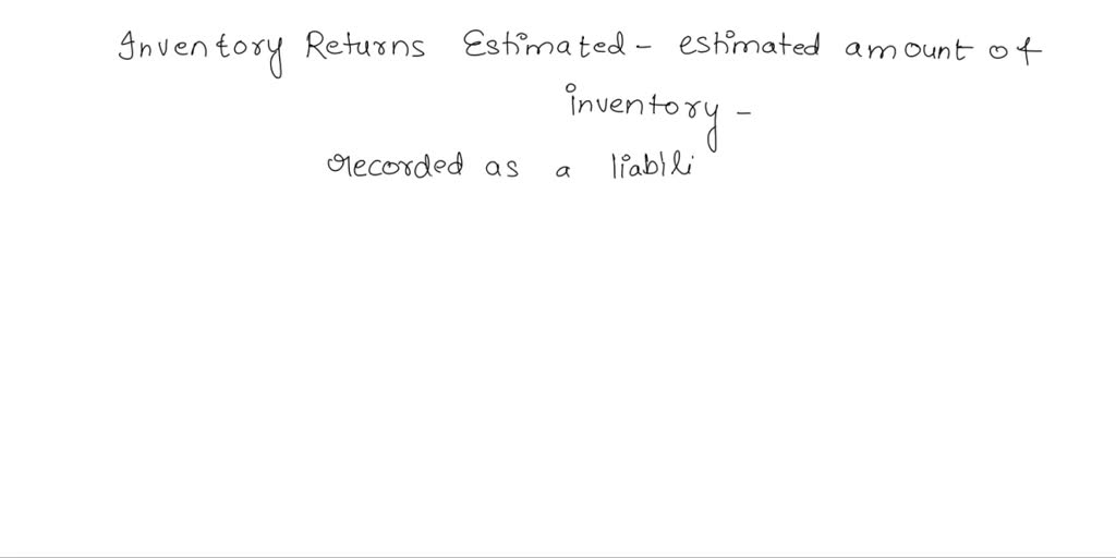 SOLVED: Inventory Returns Estimated, which reflects an adjustment to ...