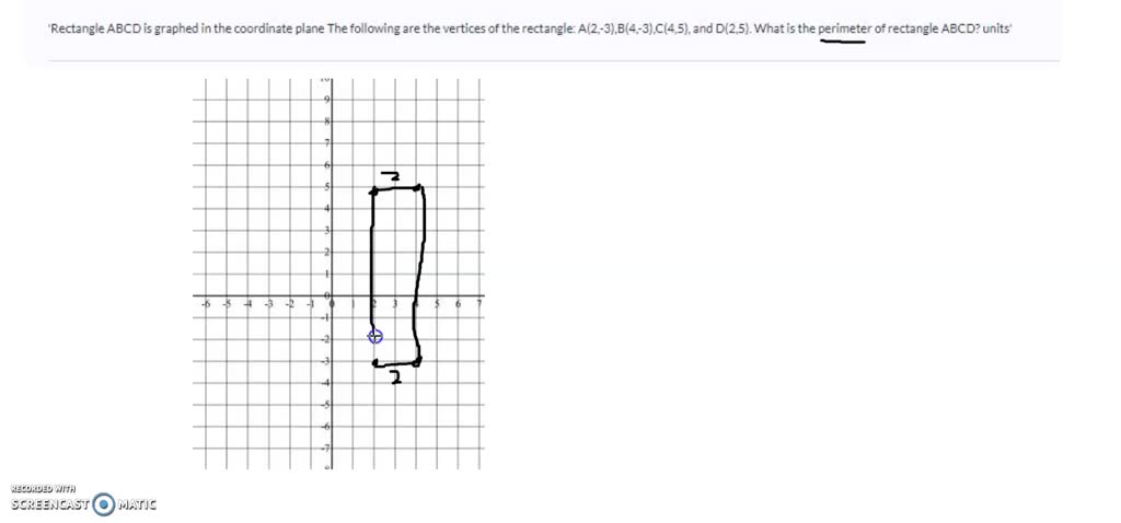 SOLVED: 'Rectangle ABCD is graphed in the coordinate plane The following are the vertices of the ...