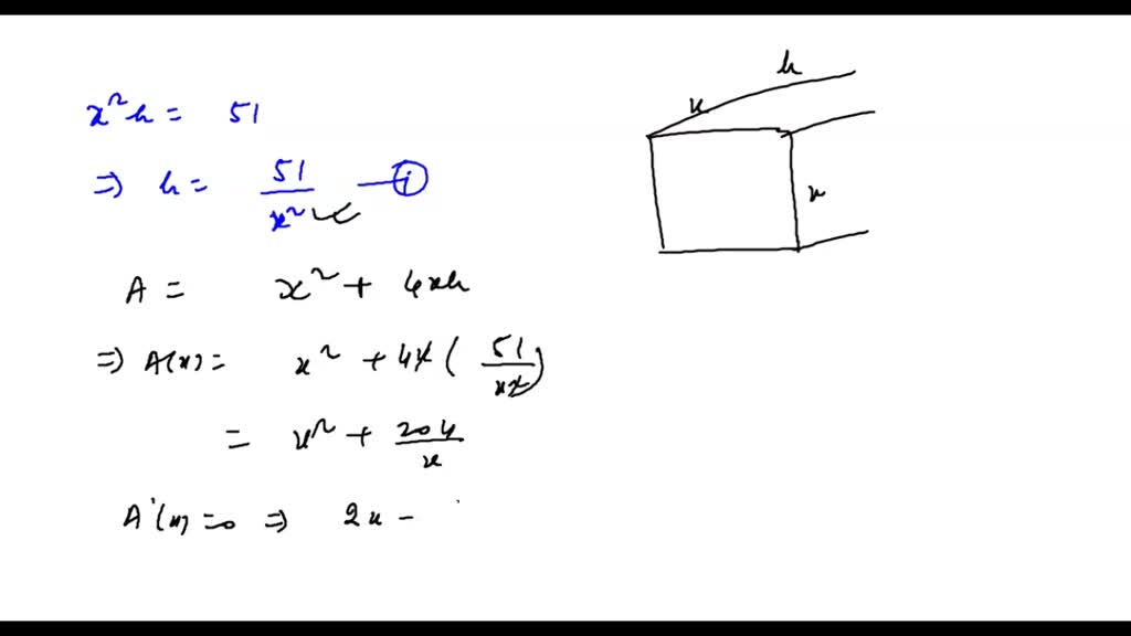 SOLVED: 'Problem A company is constructing an open-top, square-based, rectangular metal tank ...