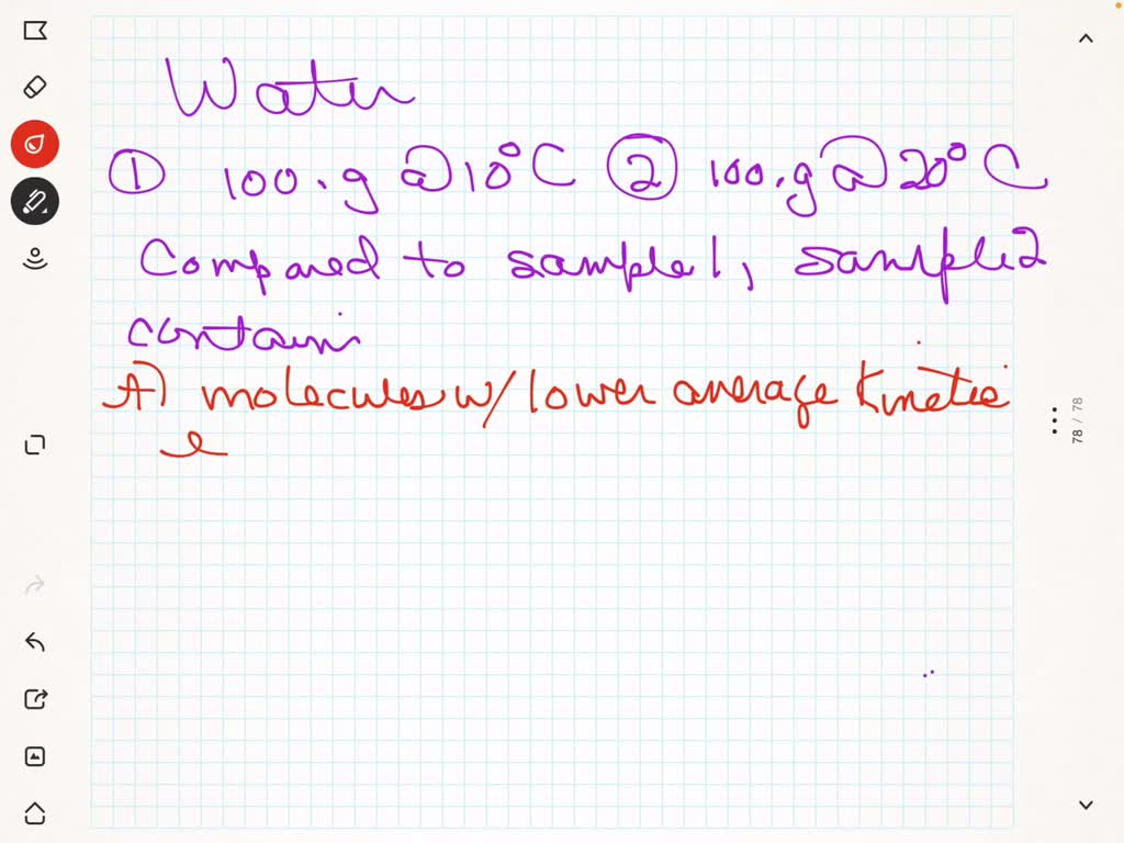 SOLVED: Given samples of water: Sample 1: 100. grams of water at 10.°C ...