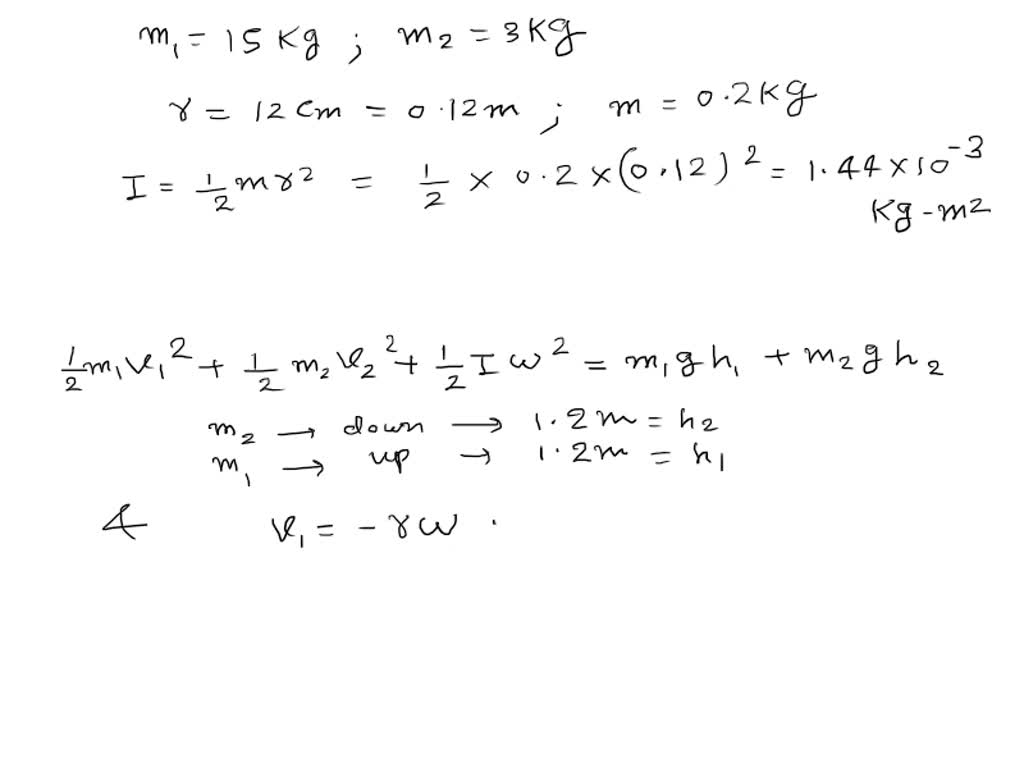 SOLVED: Two masses, m1 =15 kg, m2 = 3kg in Atwood's machine are connected over the frictionless ...