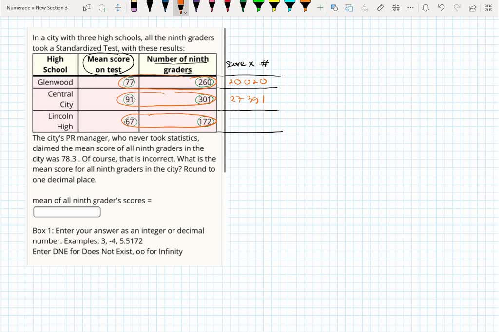 SOLVED: In a city with three high schools, all the ninth graders took a ...