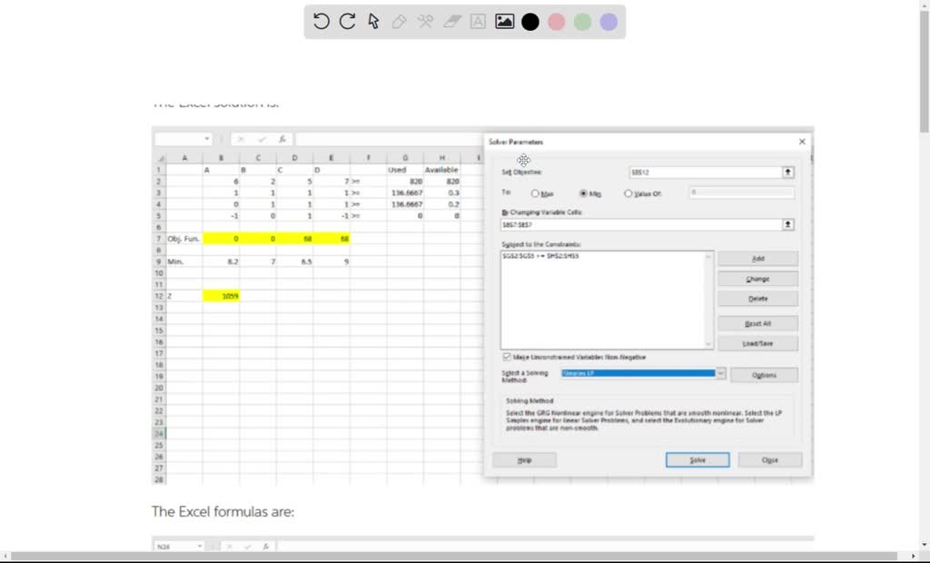 SOLVED:QUESTION 18 Solve the following model using the Excel Solver, Upload your final Excel ...