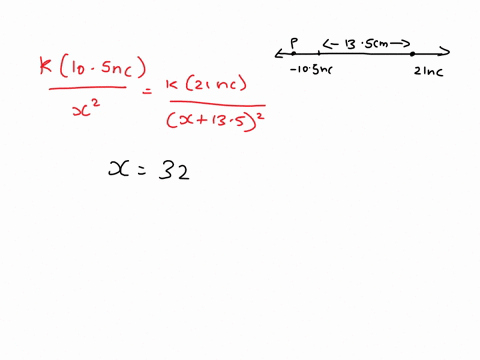 A 105 nc point charge and a 210 nc point charge are 135 cm...