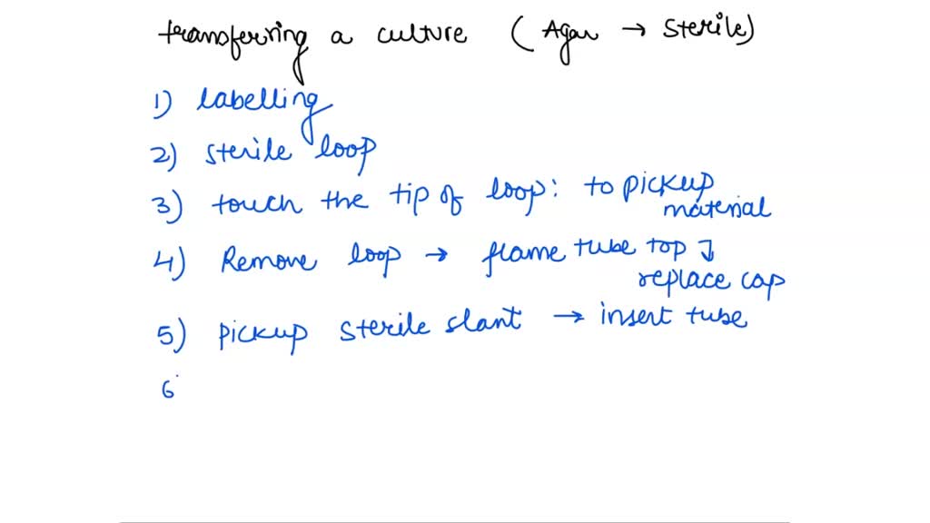 SOLVED: Put the following events in an aseptic transfer in order from ...