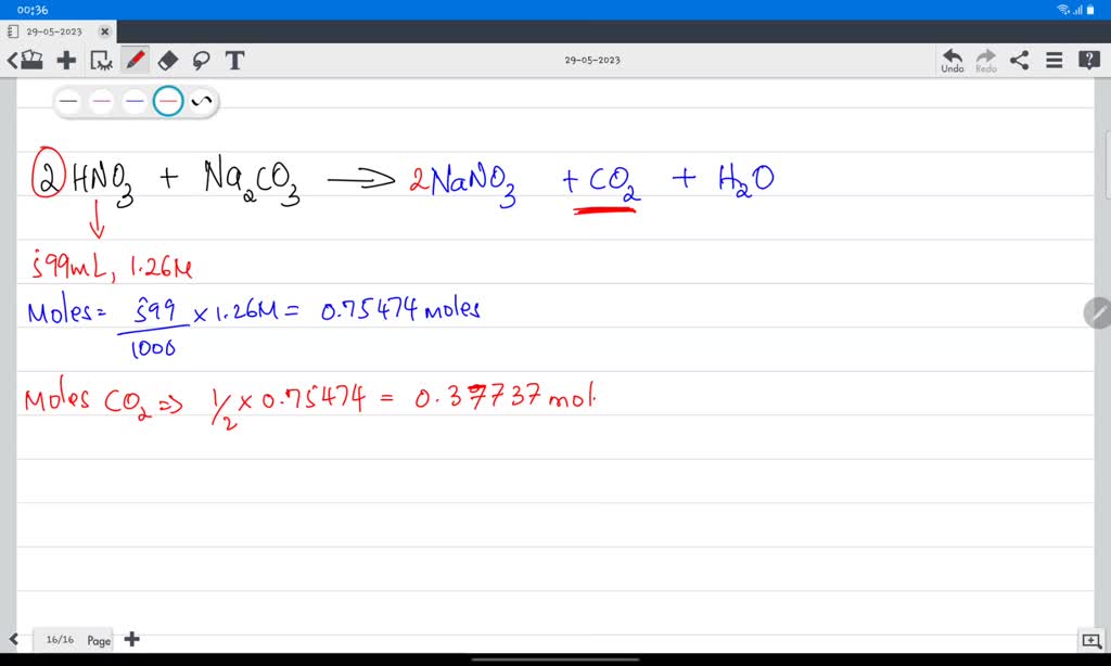 Solved The Reaction Between Nitric Acid And Sodium Carbonate Produces