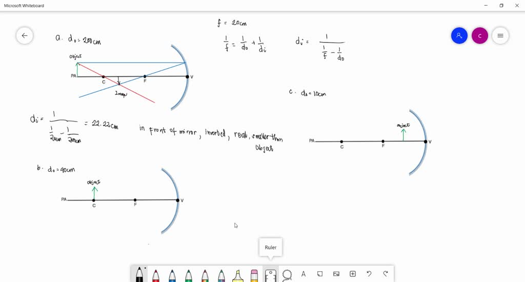 SOLVED: an object is located 20 cm to the left of a concave mirror that ...