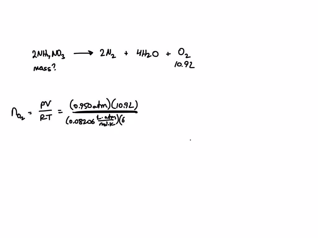 When heated to 350 ∘C at 0.950 atm , ammonium nitrate decomposes to ...
