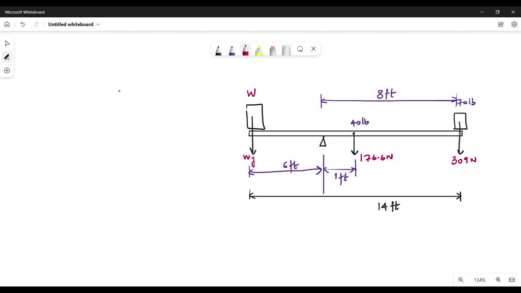 SOLVED: A seesaw consists of a 14-ft board which weighs 40 lbs. The fulcrum is located 6 feet ...
