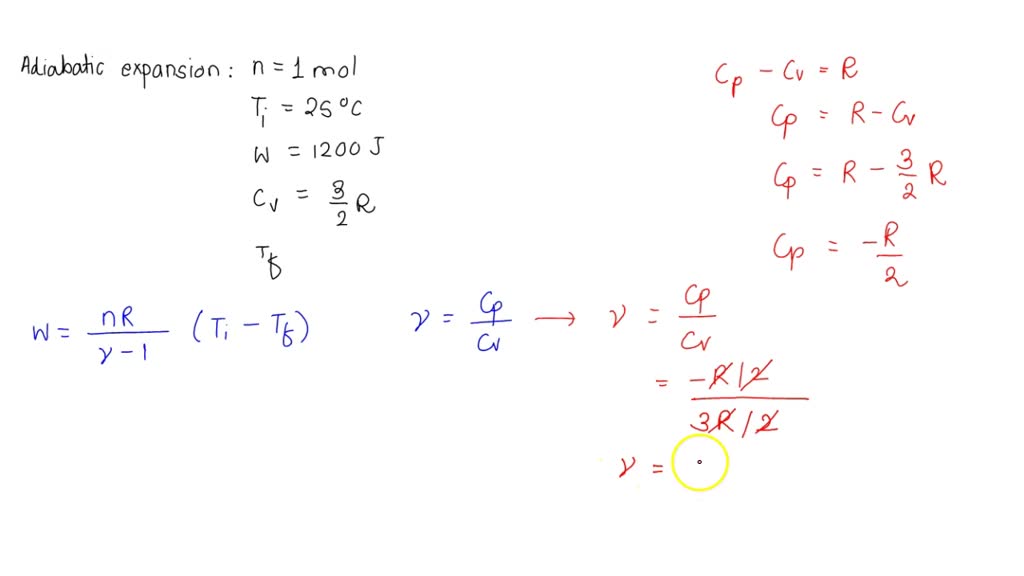 SOLVED: A monatomic ideal gas expands in a reversible adiabatic process. The initial temperature ...