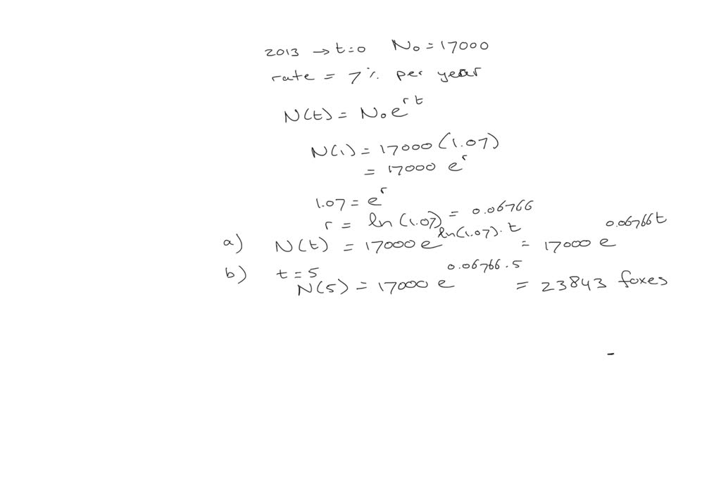 SOLVED: This exercise uses the population growth model. The fox ...