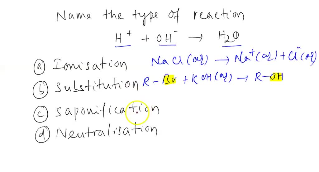 SOLVED: The reaction between Htions given by the acid with the OH ions ...