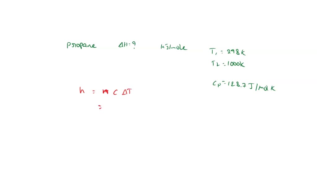 SOLVED: The heat of vaporization Î”H of propane (C3H8) is 19.4 J/mol ...