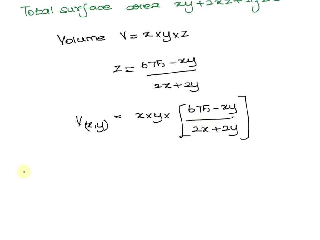 SOLVED: In constructing an open rectangular box from 675 ft2 of material, what dimensions will ...