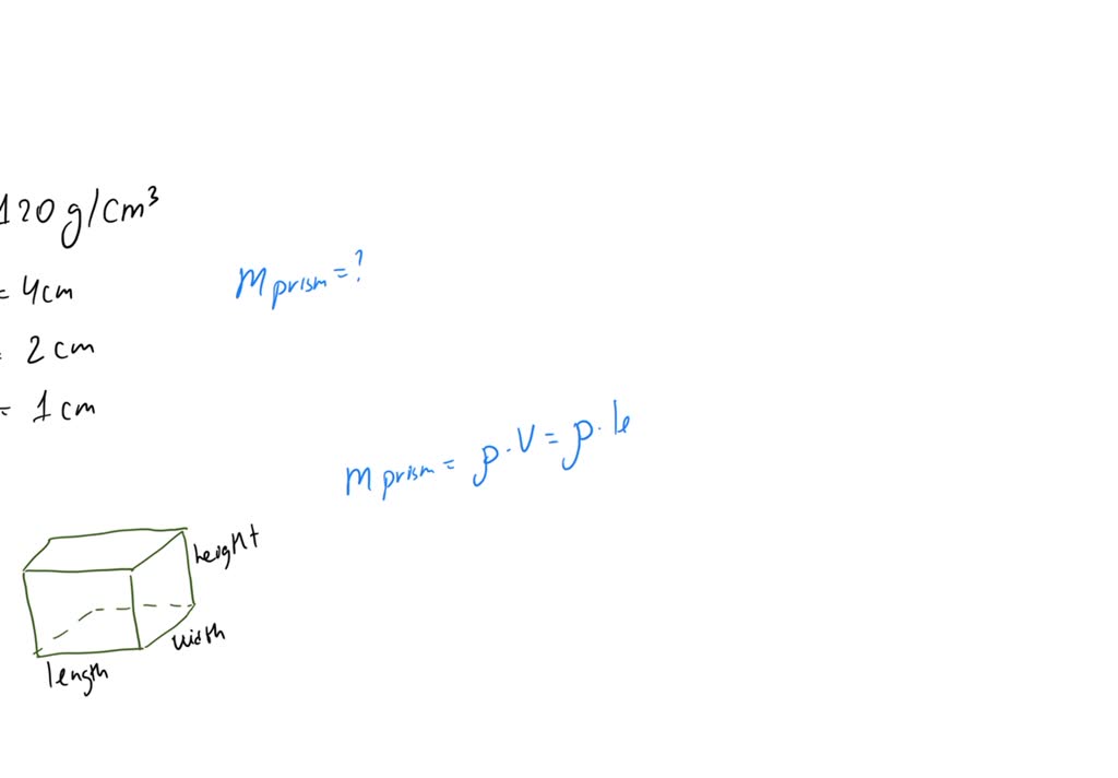 SOLVED: The properties of a rectangular prism are listed below: Density = 120 g/cm3 Length = 4 ...