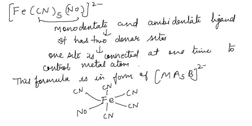 SOLVED: The coordination complex, [Fe(CN)5(NO)] , displays linkage ...