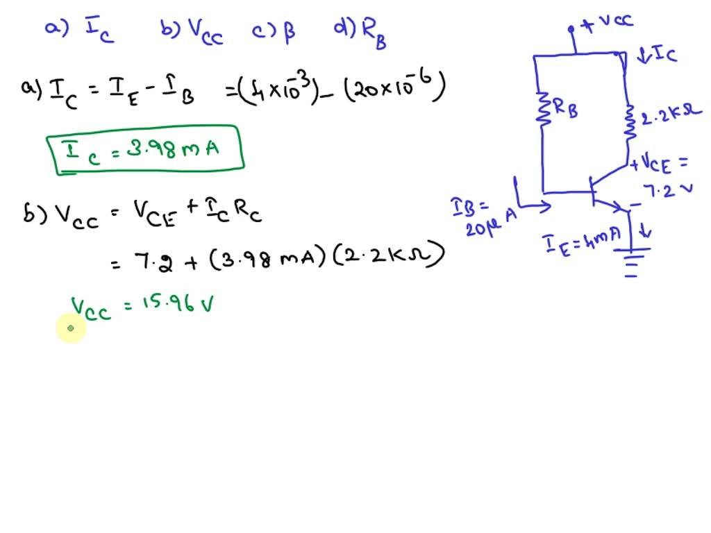 'Given the information appearing in Fig: 4.120, determine: a. Ic: b: Vcc: Vcc ? B: d. RB: Tc ...