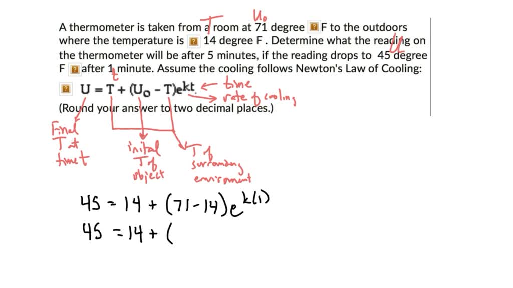 SOLVED: A thermometer is taken from a room at 71 degrees Fahrenheit to ...