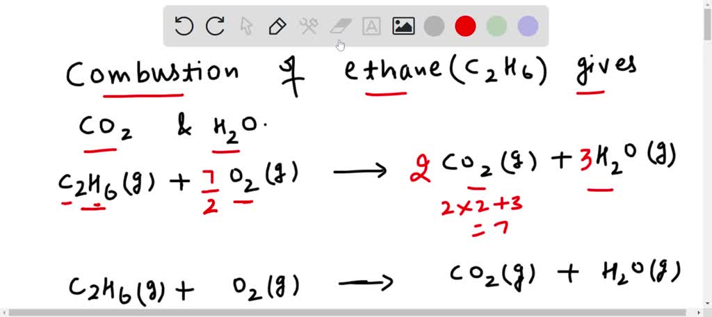 SOLVED: Enter a balanced equation for the combustion of gaseous ethane ...